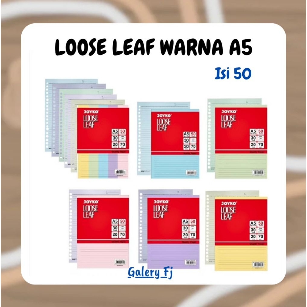 Jual LOOSE LEAF WARNA A5/ISI BINDER A5 ISI 50 BERGARIS MERK JOYKO | Shopee Indonesia