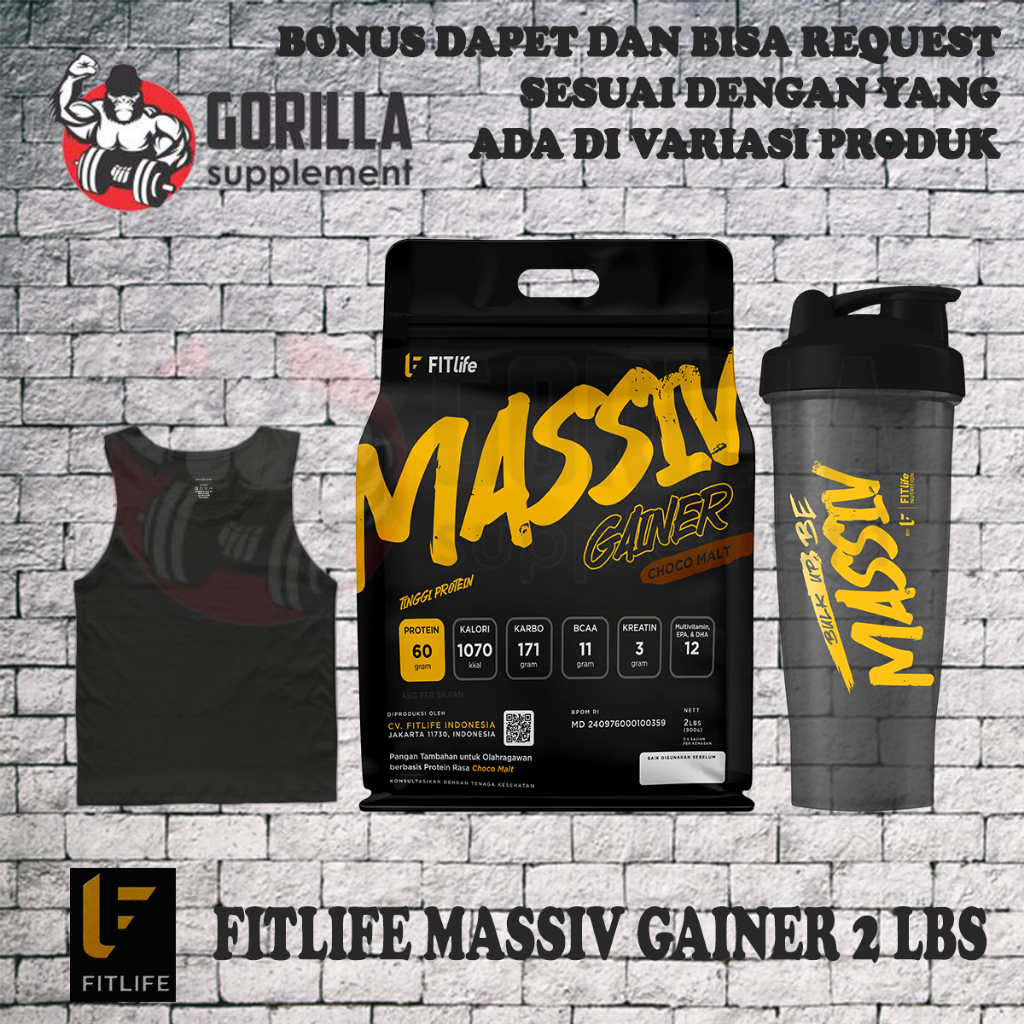 Jual FITLIFE MASSIV Gainer 2lbs 900 Gram Mass Gainer MPRO Gainer ...