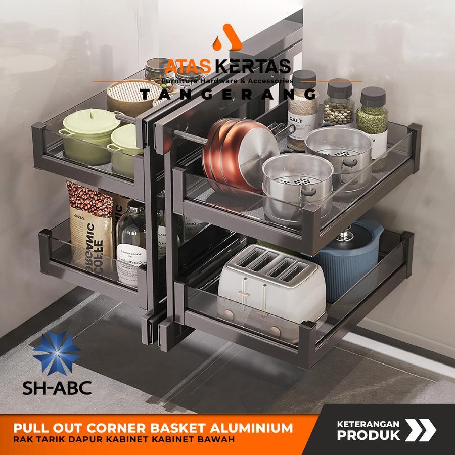 Jual pull out corner basket - rak sudut dapur - rak tarik kitchen set ...