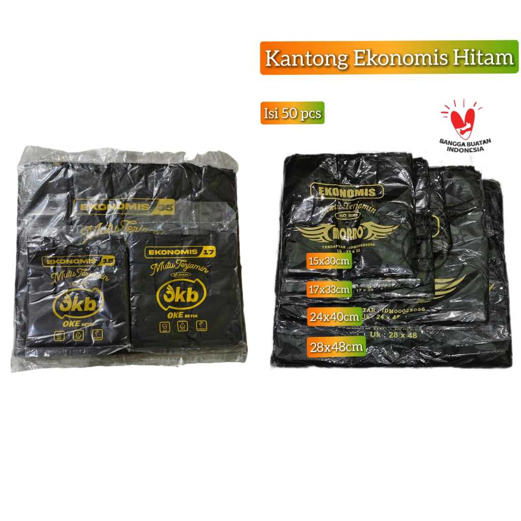 Jual HD 15 Kantong kresek plastik Hitam (MORRO/OKB) ekonomis 15x30 isi 50 lembar | Shopee Indonesia