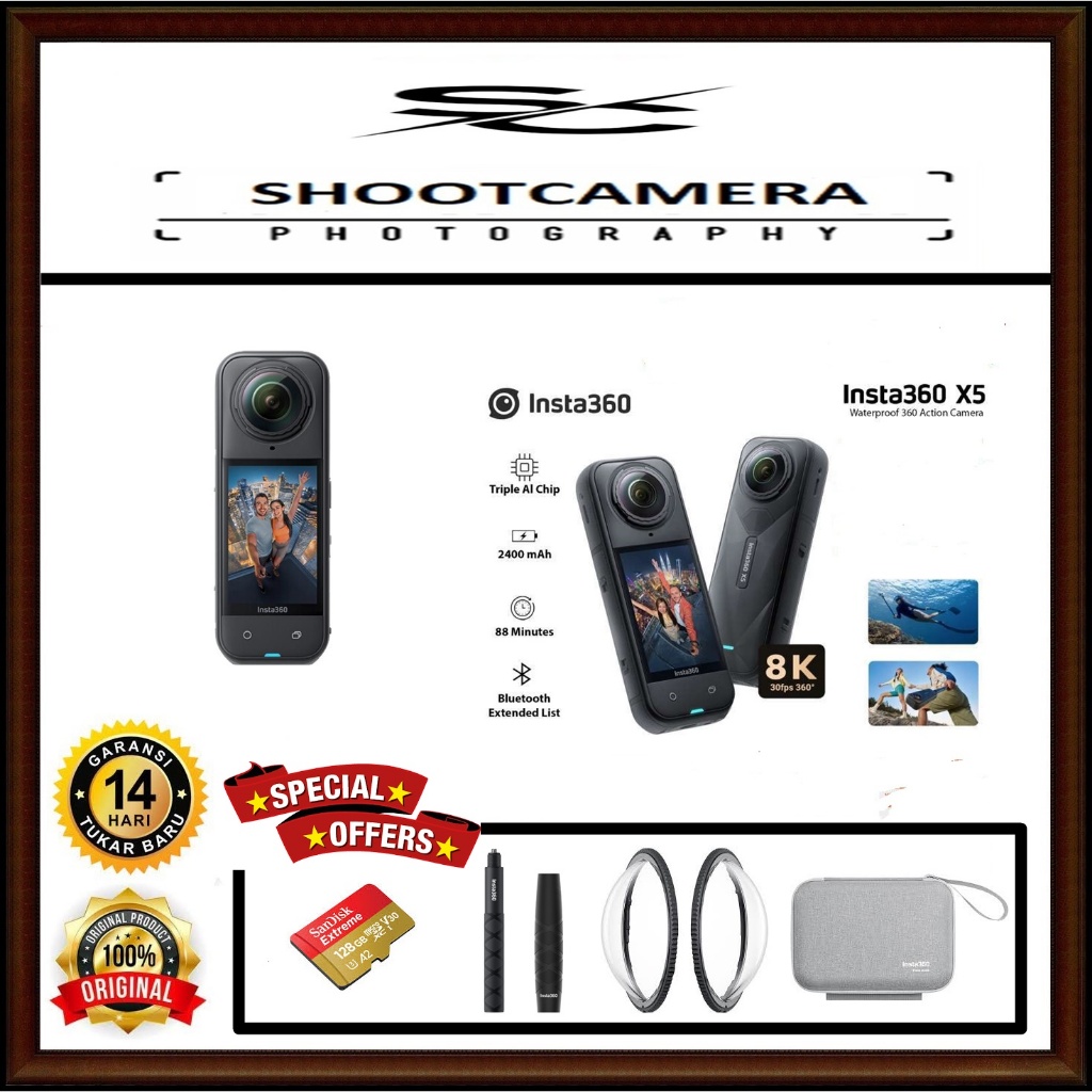 Jual INSTA360 X5 360° 8K VIDEO CAMERA ACTIONCAM DUAL AI CHIP WATERPROOF REPLACEABLE LENS ...
