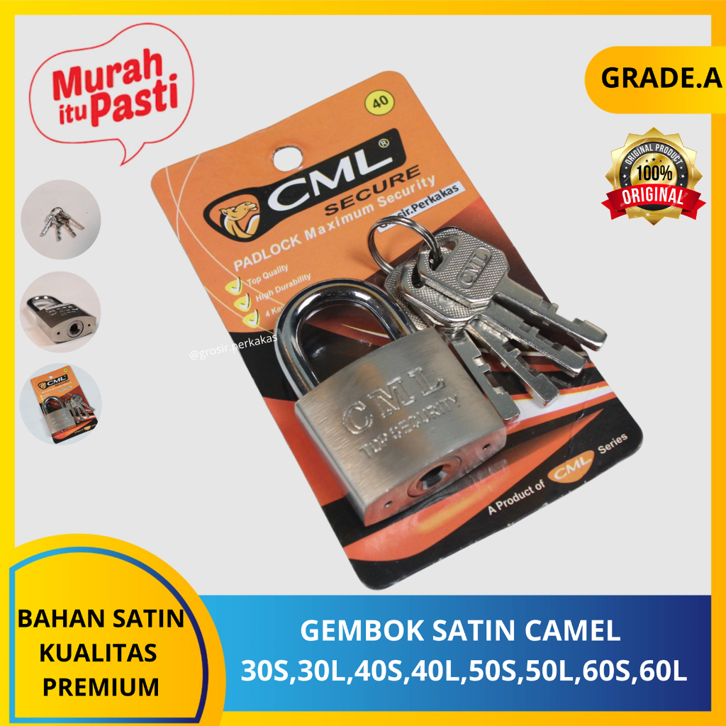 Jual GEMBOK SATIN CAMEL 30,40,50,60MM LEHER PANJANG DAN PENDEK. [A][# ...