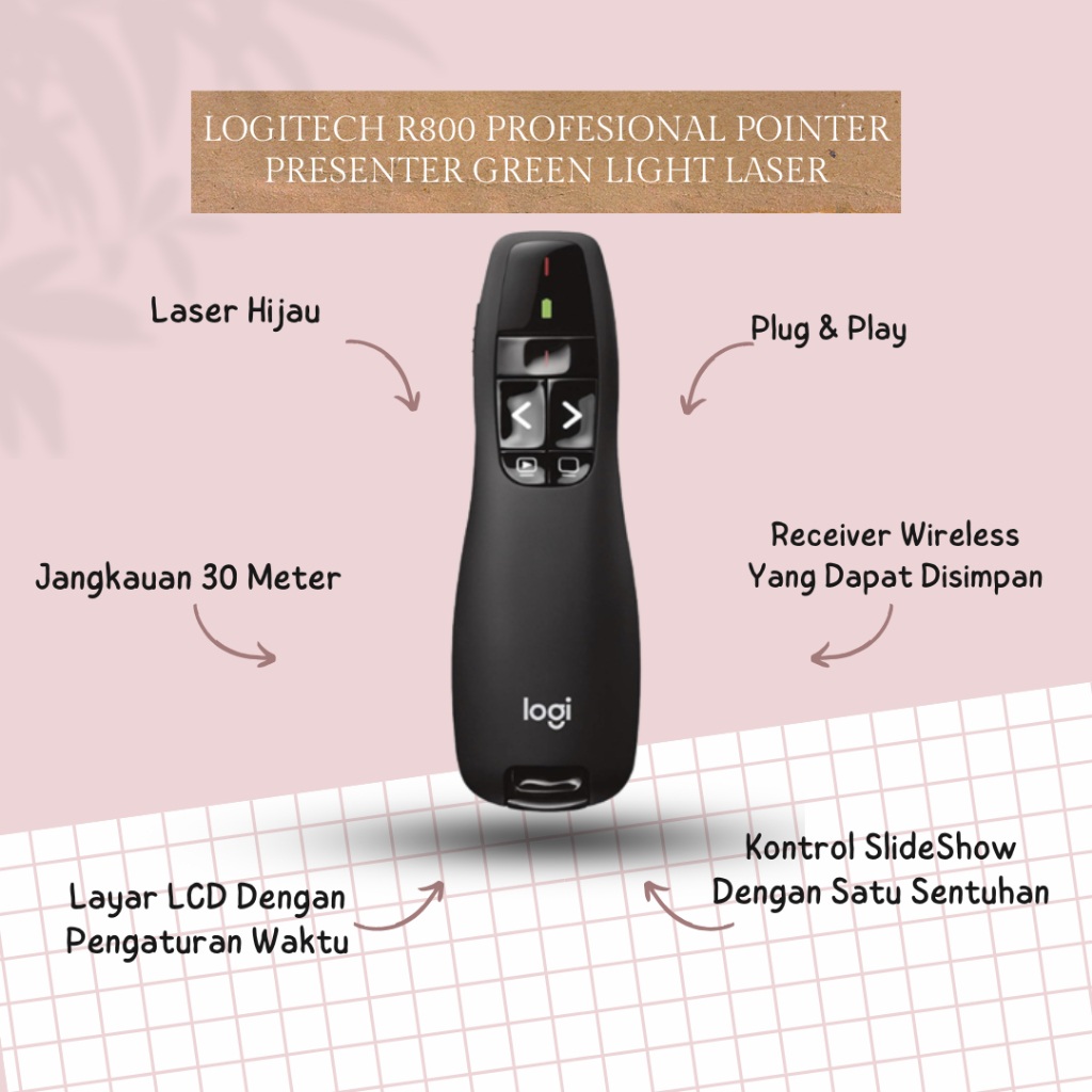 Jual Logitech R800 Profesional Pointer Presenter Green Light Laser ...