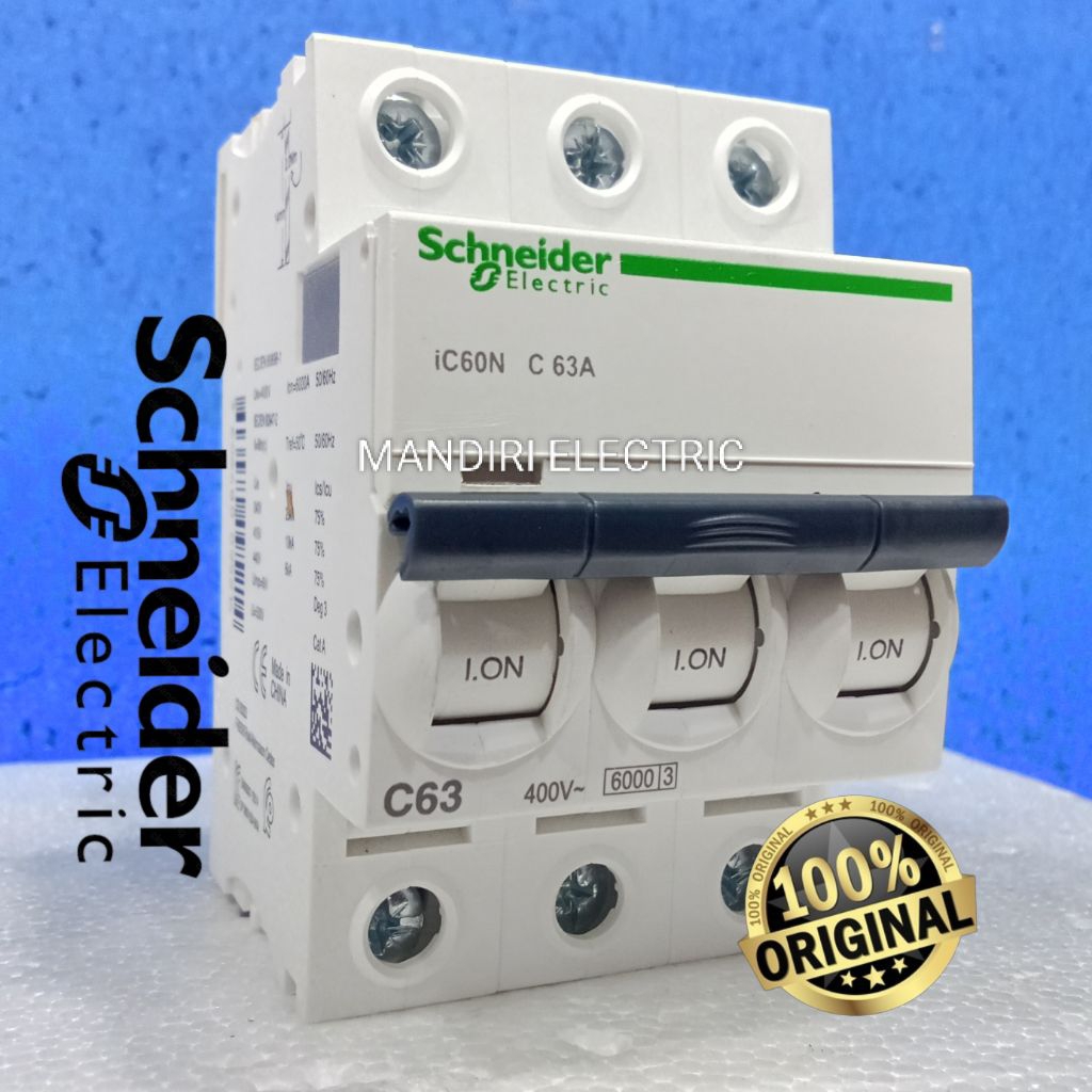 Jual mcb Schneider 3p 63a Acti9 A9F74363 ic60N 3phase 63ampere mcb ...