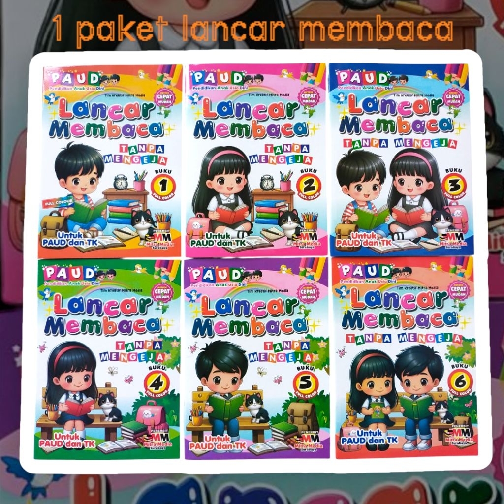 Jual Buku Lancar membaca tanpa mengeja 1 paket dapat 6 buku full colour ...