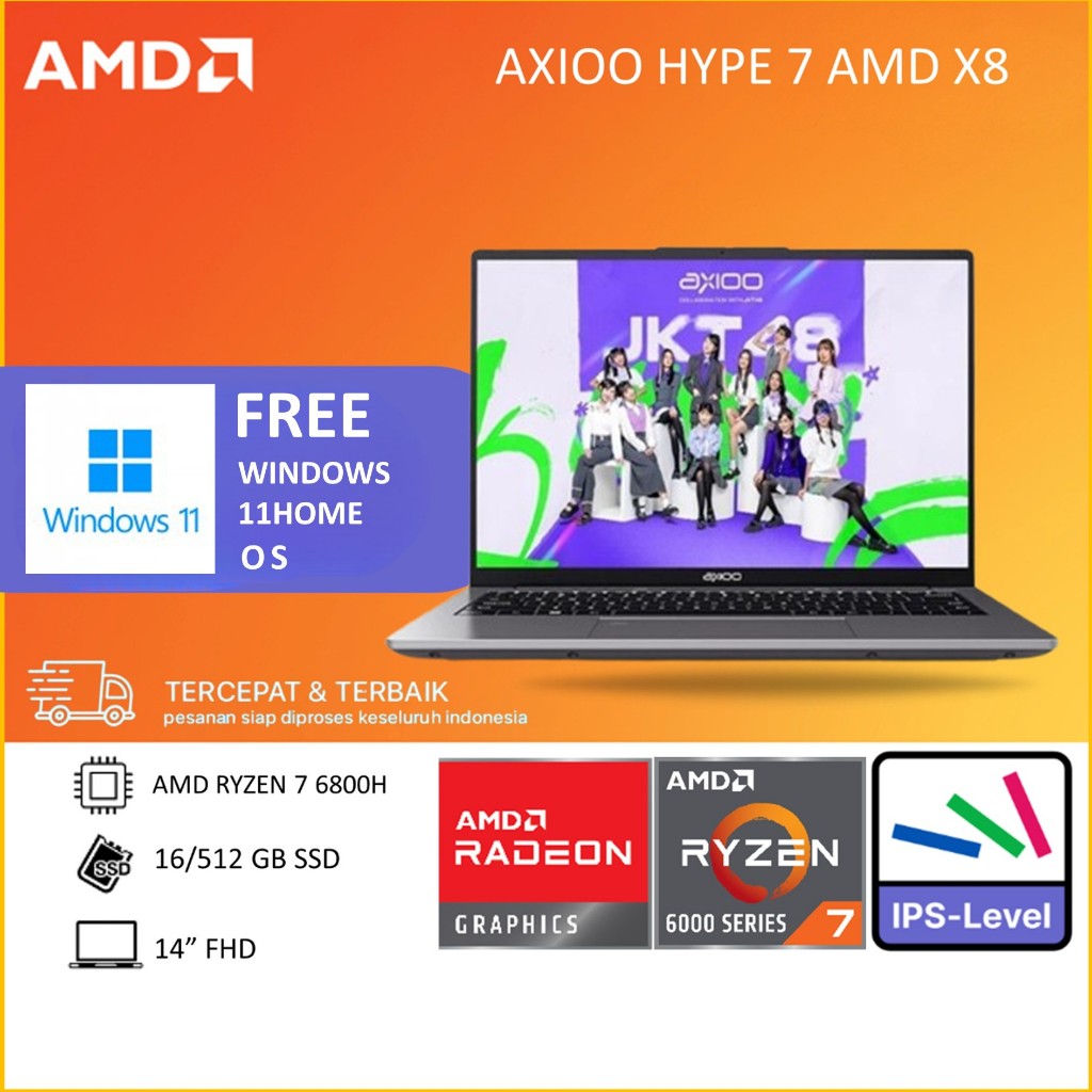 Jual AXIOO HYPE 7 AMD X8 RYZEN 7 6800H RAM 16GB 512GB W11 14.0FHD IPS ...