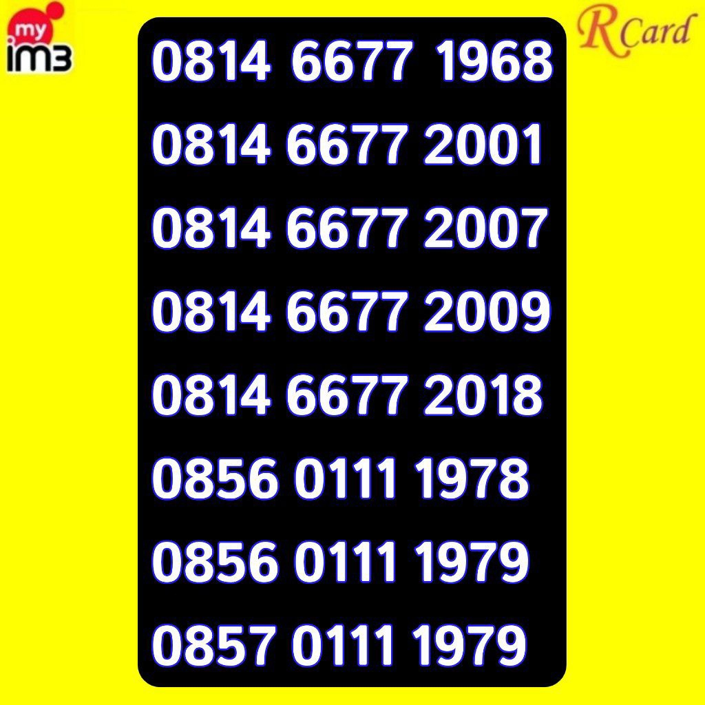 Jual Perdana Nomor Cantik IM3 Indosat Prefix 0814 Tahun 6677 2001 2007 2009 1968 2018 1111 0111 ...