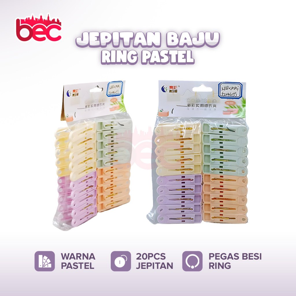 Jual [BEC] Jepitan Baju Ring Pastel | Jepitan Baju Pakaian Ring Anti ...
