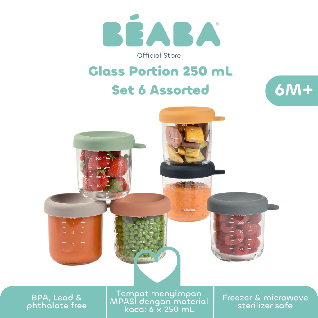 Jual [Best Seller] Beaba Set of 6 Glass Portion Jar 250 ml - Set Toples ...