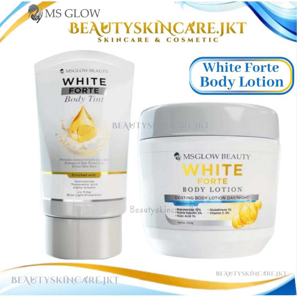 Jual Ms Glow White Dosting Body Lotion & White Forte Body Tint | Shopee ...