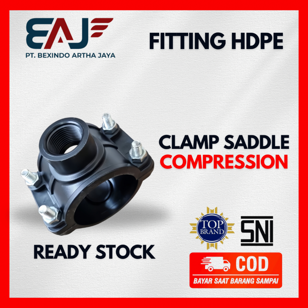 Jual Clamp Saddle Pipa HDPE ukuran 63 x 1 Inch | klem Sadel HDPE | Distributor Fitting Pipa HDPE ...