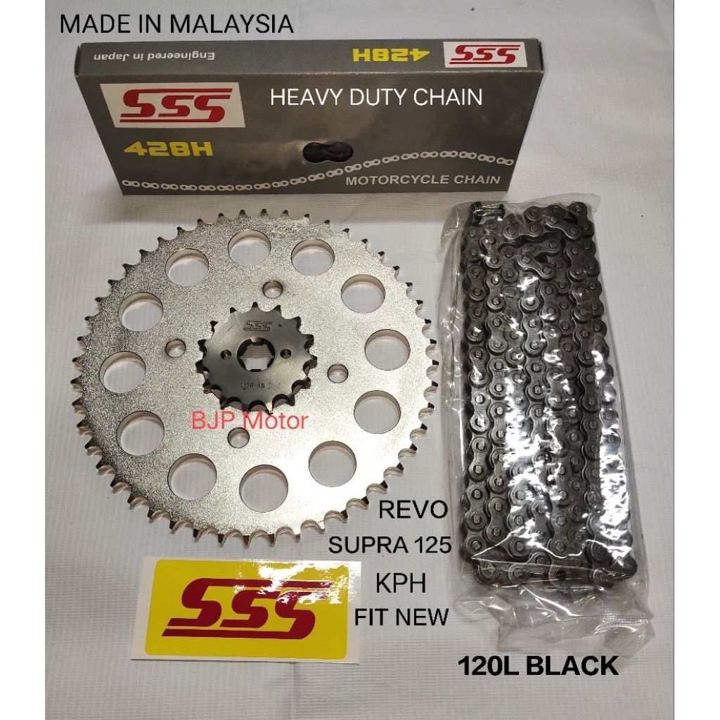 Jual Gear set SSS 428 Supra 125 Revo rantai SSS 428 H 120L Black pilihan di ukuran gir depan dan ...