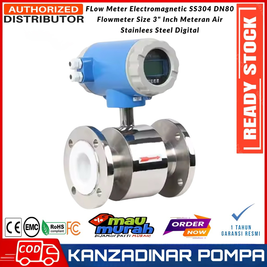 Jual FLow Meter Electromagnetic SS304 DN80 Flowmeter Size 3" Inch ...