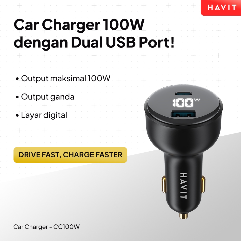 Jual Car Charger HAVIT CC100W | Charger Mobil Super Fast Charging ...