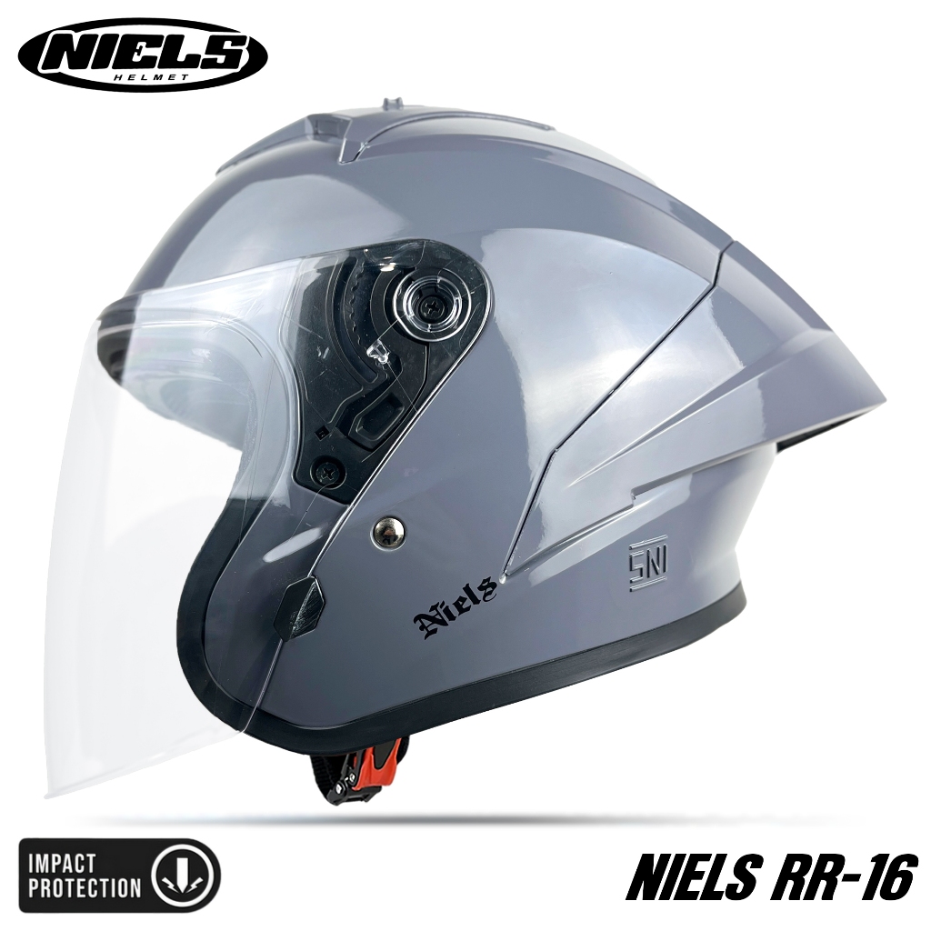 Jual NIELS - Helm Half Face RR16 Visor Bening Dewasa SNI Motorcycle | Shopee Indonesia