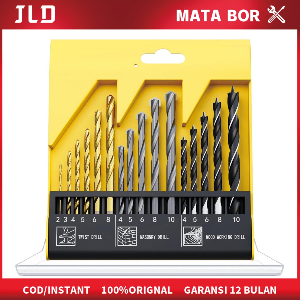 Jual JLD Mata Bor Set 16pcs Multi-Purpose Drill Bit Set Mata Bor -Kayu ...
