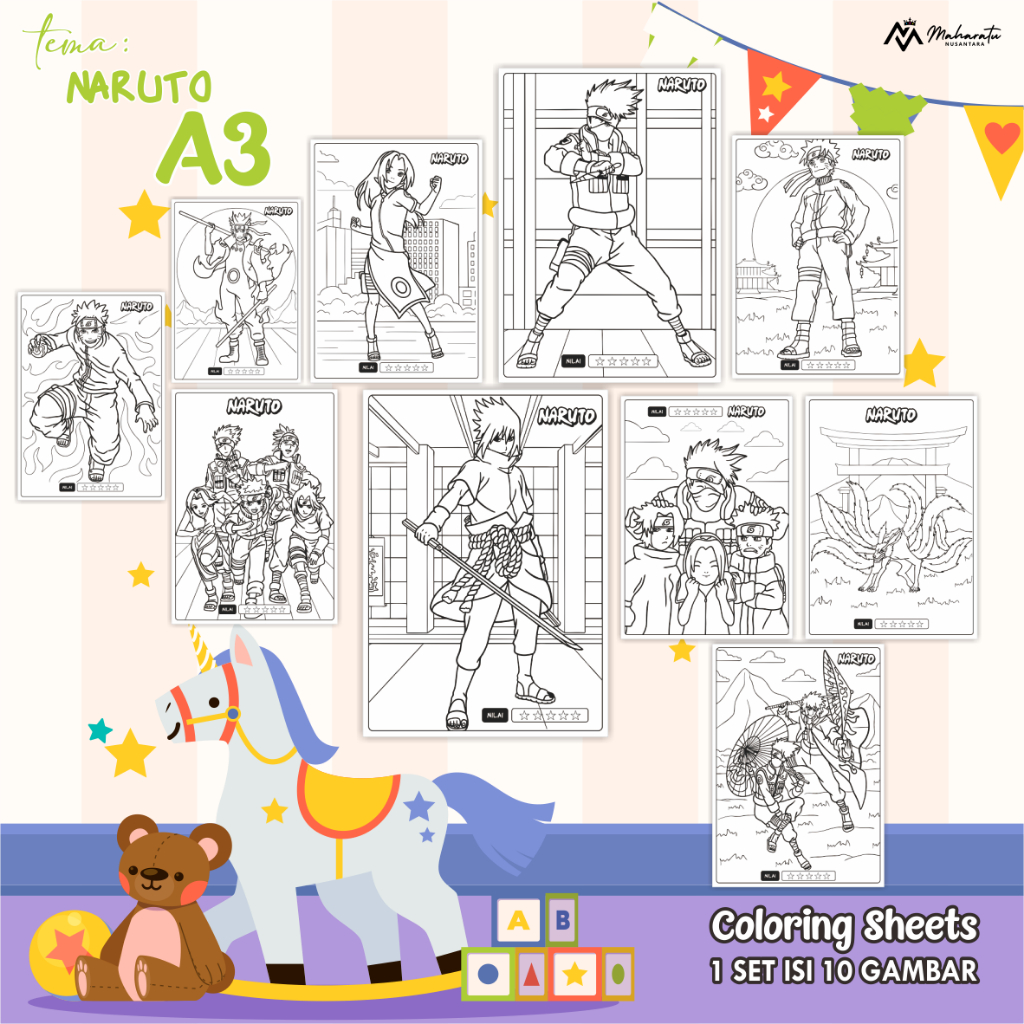 Jual [TEMA NARUTO] KERTAS BER GAMBAR UNTUK ANAK - LEMBAR MEWARNAI ANAK ...