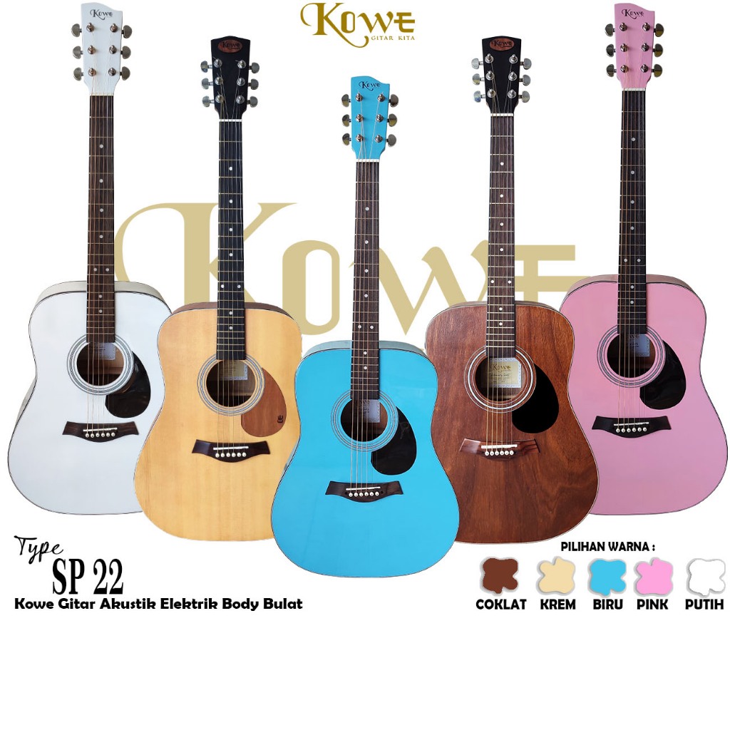 Jual Kowe Gitar Akustik Elektrik Body Bulat ORIGINAL Terlaris | Shopee ...