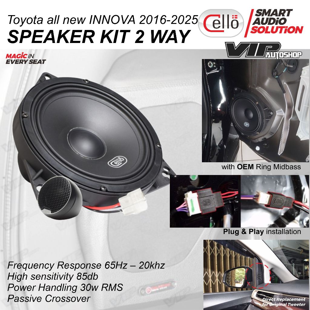 Jual Toyota all new INNOVA reborn 2016-2025 speaker 2 way depan plug&play audio mobil midbass ...