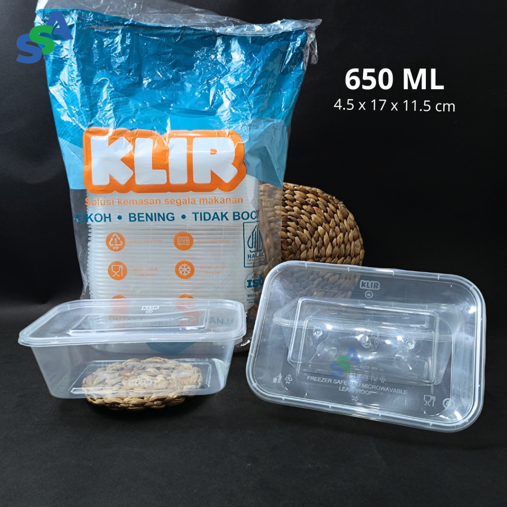 Jual THINWALL KLIR RECTANGLE 650 ML ISI 25 PCS / KOTAK MAKANAN PLASTIK ...