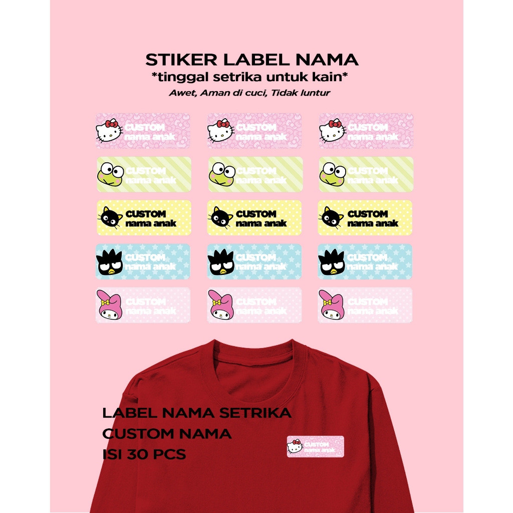 Jual Sablon Sticker DTF Custom Nama Anak ukuran A4 | Shopee Indonesia