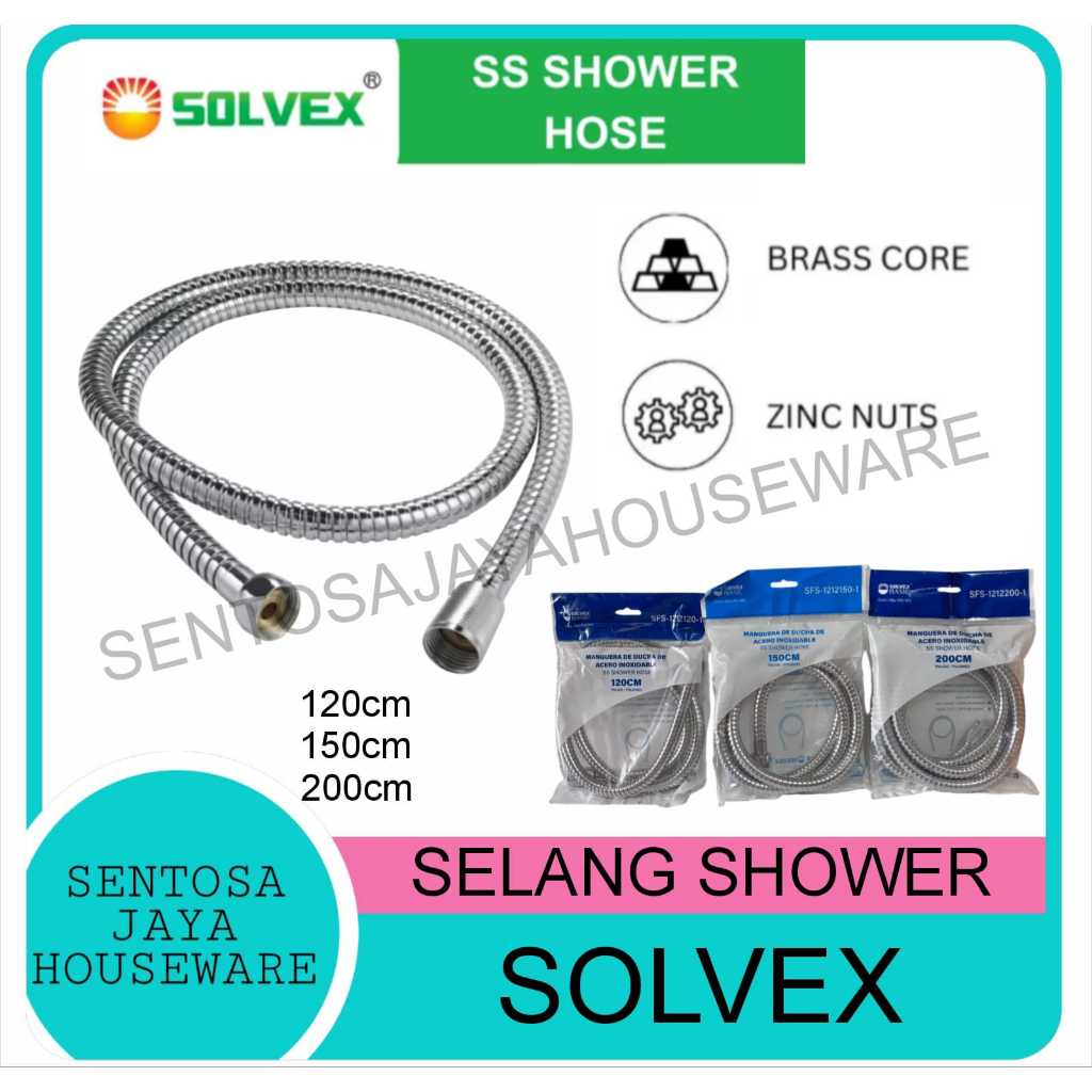 Jual SELANG SHOWER MANDI 120CM 150CM 200CM SOLVEX / SELANG FLEKSIBEL ...