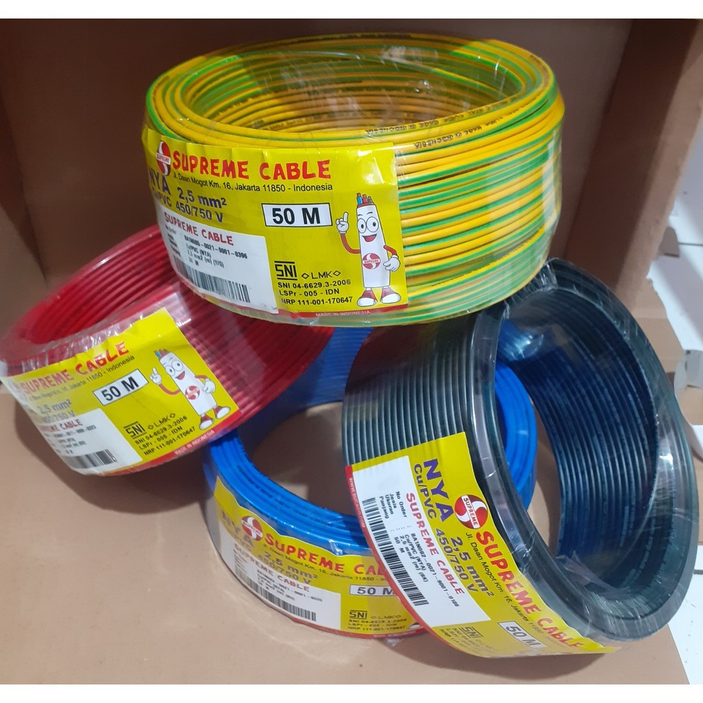 Jual Kabel Listrik NYA Supreme & Extrana 1.5mm / 2.5mm Roll 50m | Kabel ...