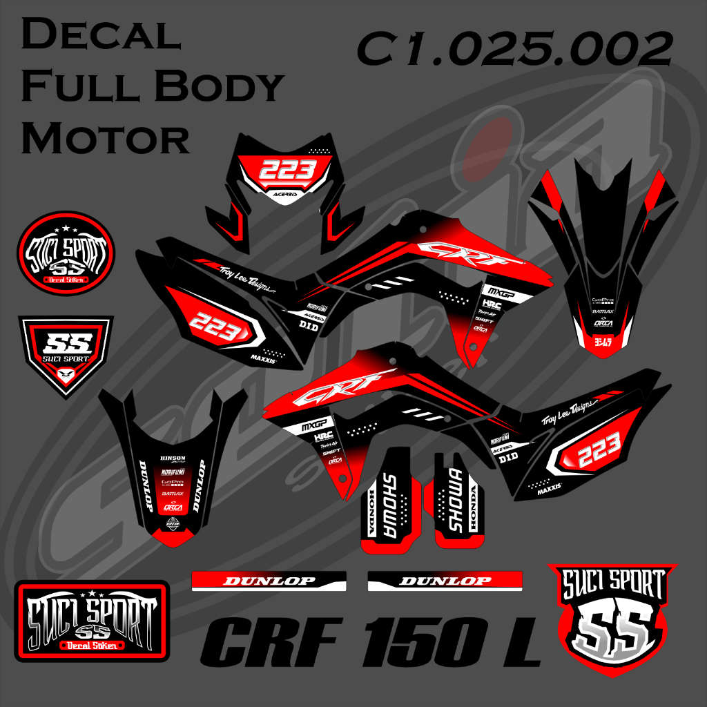 Jual DECAL CRF 150 L FULL BODY, MERAH, BIRU, PUTIH, DESAIN FREE CUSTOM ...