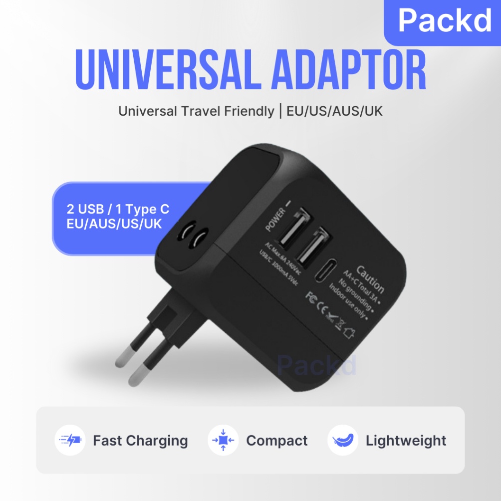 Jual KODE O14K Universal Travel Adapter Type C USB Colokan ...