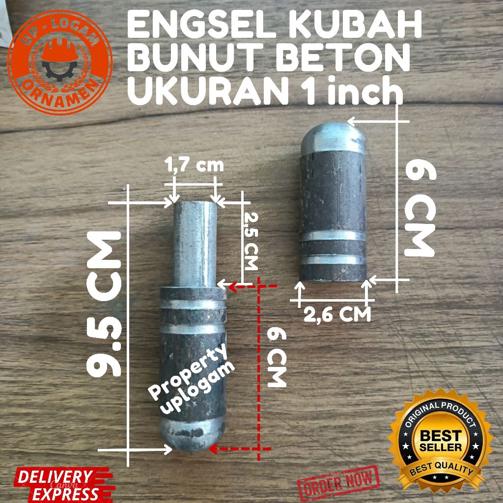 Jual Engsel Bubut Beton Model Kubah Ukuran 1 inch / Engsel Pintu Garasi ...