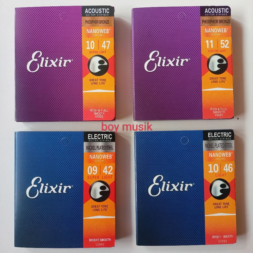 Jual senar gitar elixir nanoweb/polyweb/optiweb(akustik dan elektrik) | Shopee Indonesia