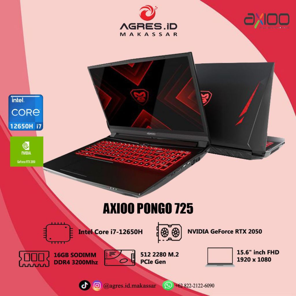 Jual AXIOO PONGO 725 I7 12650H RTX2050 4GB 16GB 512GB 15.6" FHD DOS ...