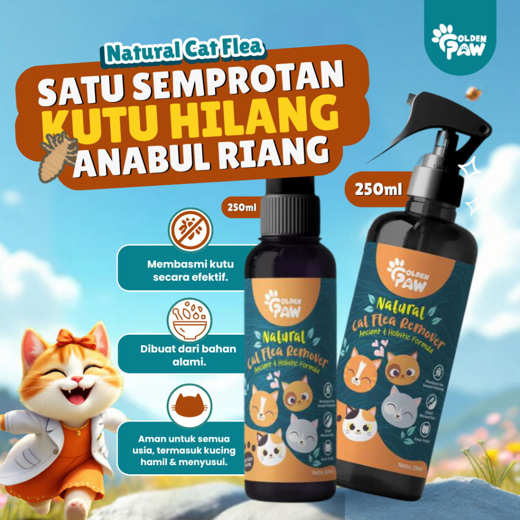 Jual Golden Paw - Natural Cat Flea Remover 100ml-250ml Obat Spray ...