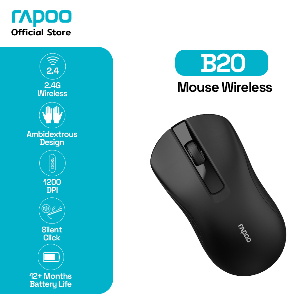 Jual Rapoo B20 Silent-mode Wireless Optical Mouse 1200 Dpi 2.4GHz ...