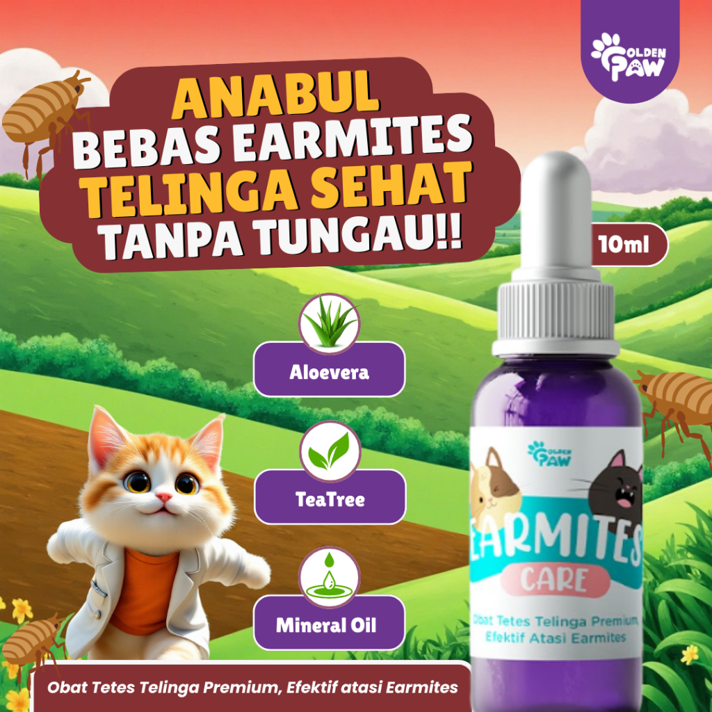 Jual Golden Paw - Earmites Care Obat Tetes Kutu Telinga 10ml Kucing ...
