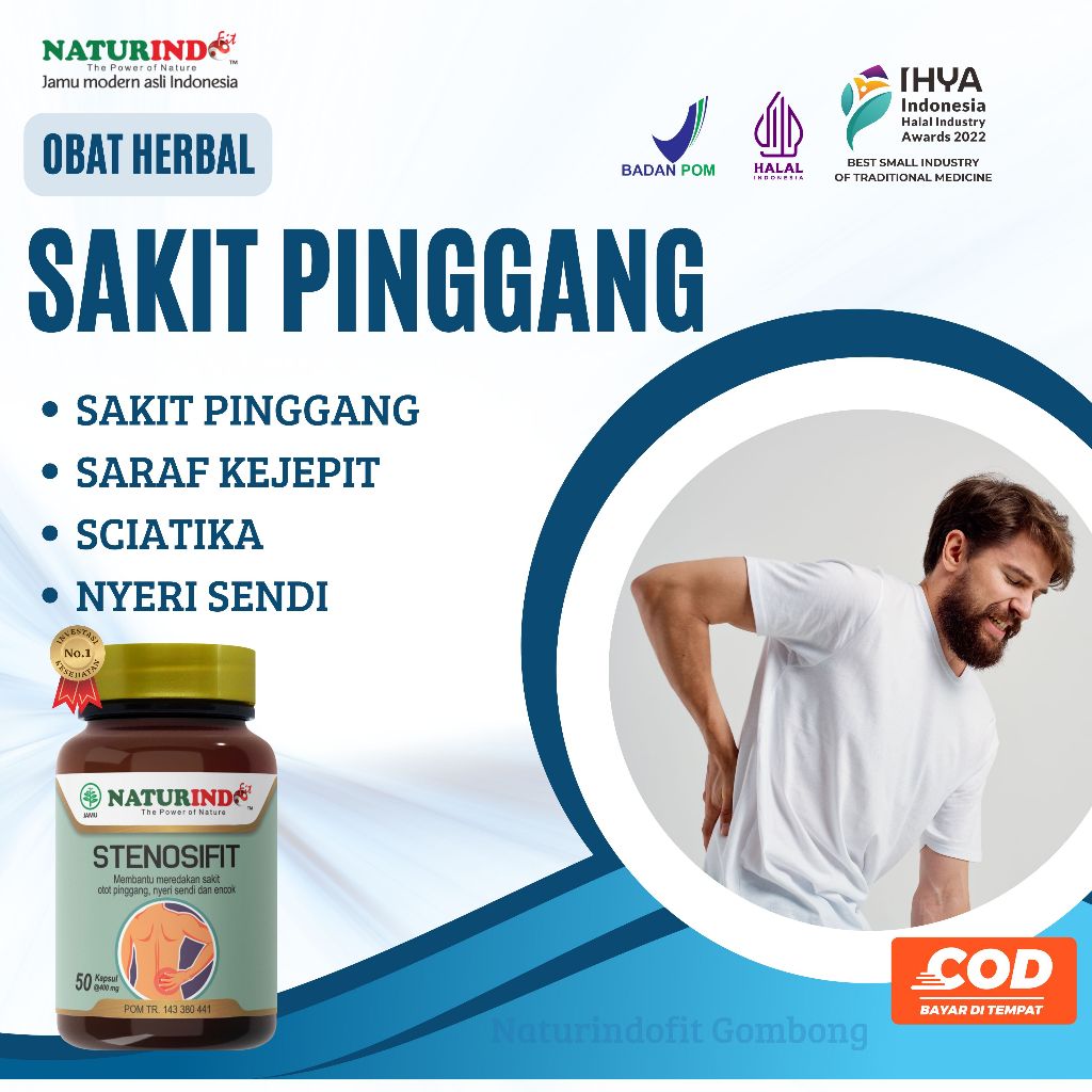 Jual Obat Sakit Pinggang Saraf Kejepit Pinggang Sampai Kaki Sciatika Herbal STENOSIFIT Naturindo ...