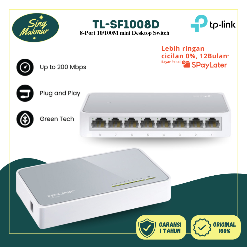 Jual Tp-link TL-SF1008D 8-Port 10/100Mbps Desktop Switch - TL-SF1008D ...
