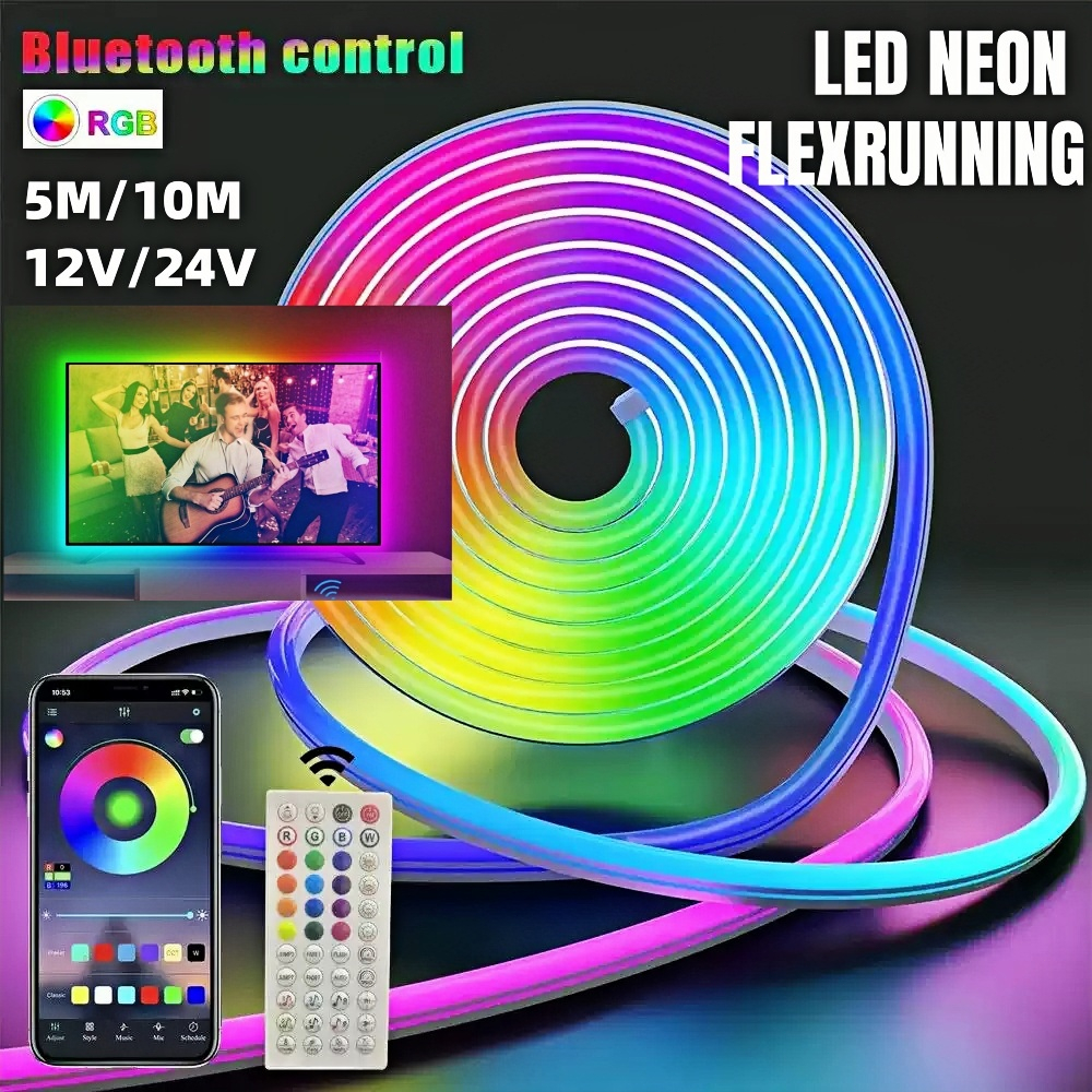Jual 【AQING】PAKET LED NEON FLEX RGB RUNNING 5M 10 M METER DC 12V/24V ...