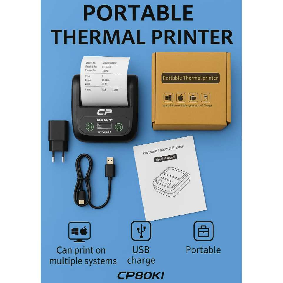 Jual [ FREE KERTAS ] COD CP-80KI Printer Thermal 80MM Bluetooth + USB ...