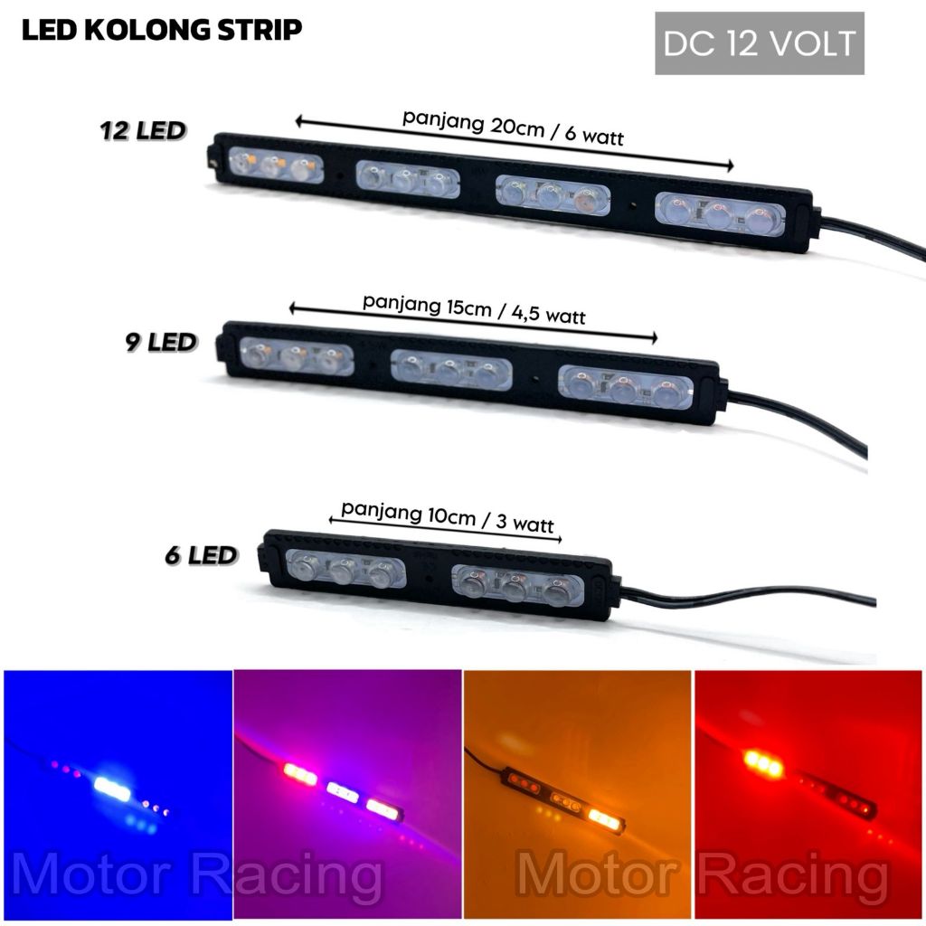 Jual Lampu Modul LED Kolong Strip 6 Mata 9 Mata 12 Mata 12 Volt Kedip Flash Body Hitam | Shopee ...