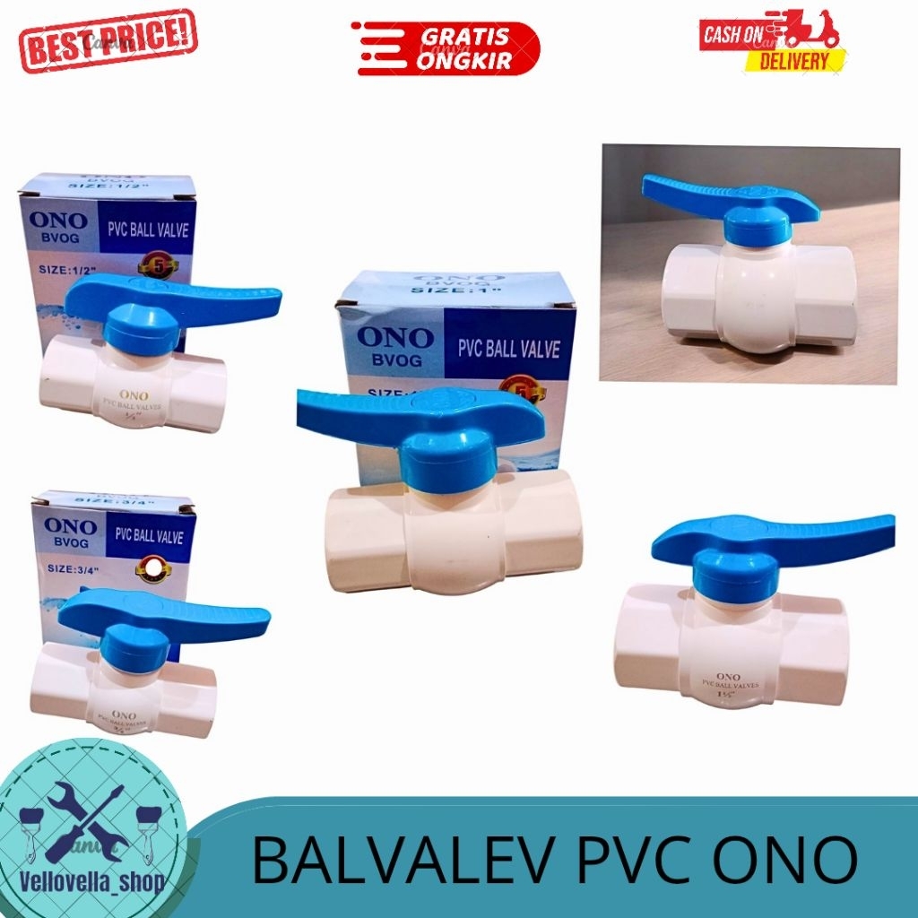 Jual Stop keran plastik pvc tebal ONO HKSS gagang Biru ball valve balvalev 1/2" 3/4" 1" 1.1/2 ...