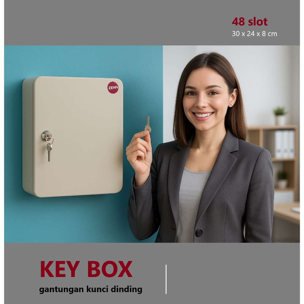 Jual KEY BOX 48 keys Gantungan kunci tempel dinding panel tempat ...