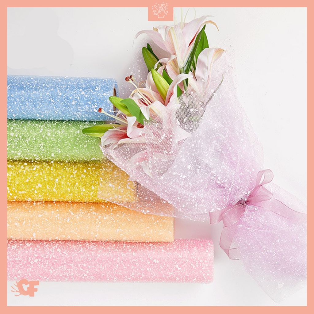 Jual 1 Roll Flower Wrapping Tile Salju Snow Mesh Korean Wrapping Tile ...