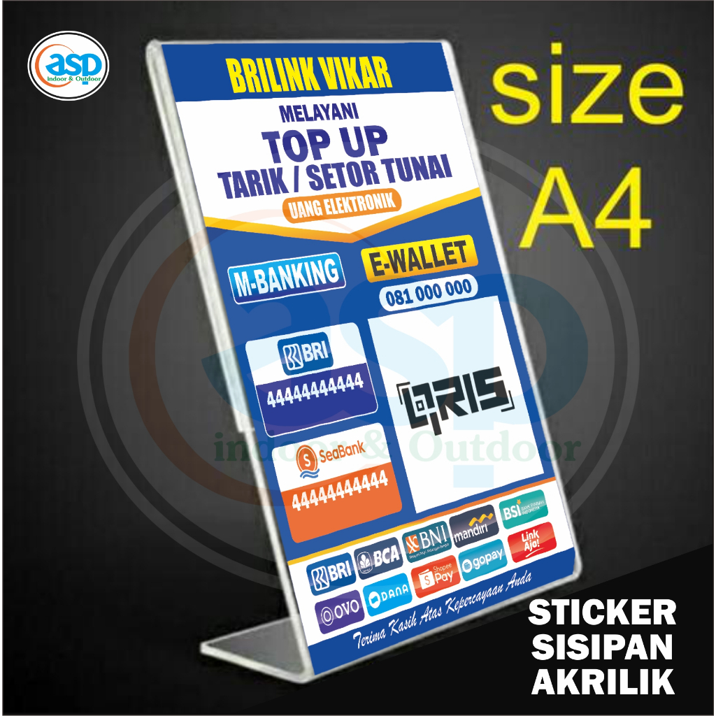 Jual Sticker Akrilik /Art Cartoon Top Up Adm Konter Ukuran A4 | Shopee ...