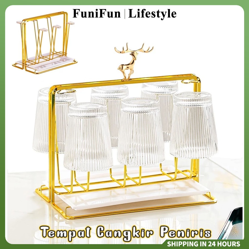 Jual FuniFun Tempat Gelas Gantungan Rak Cangkir Stainless Steel ...
