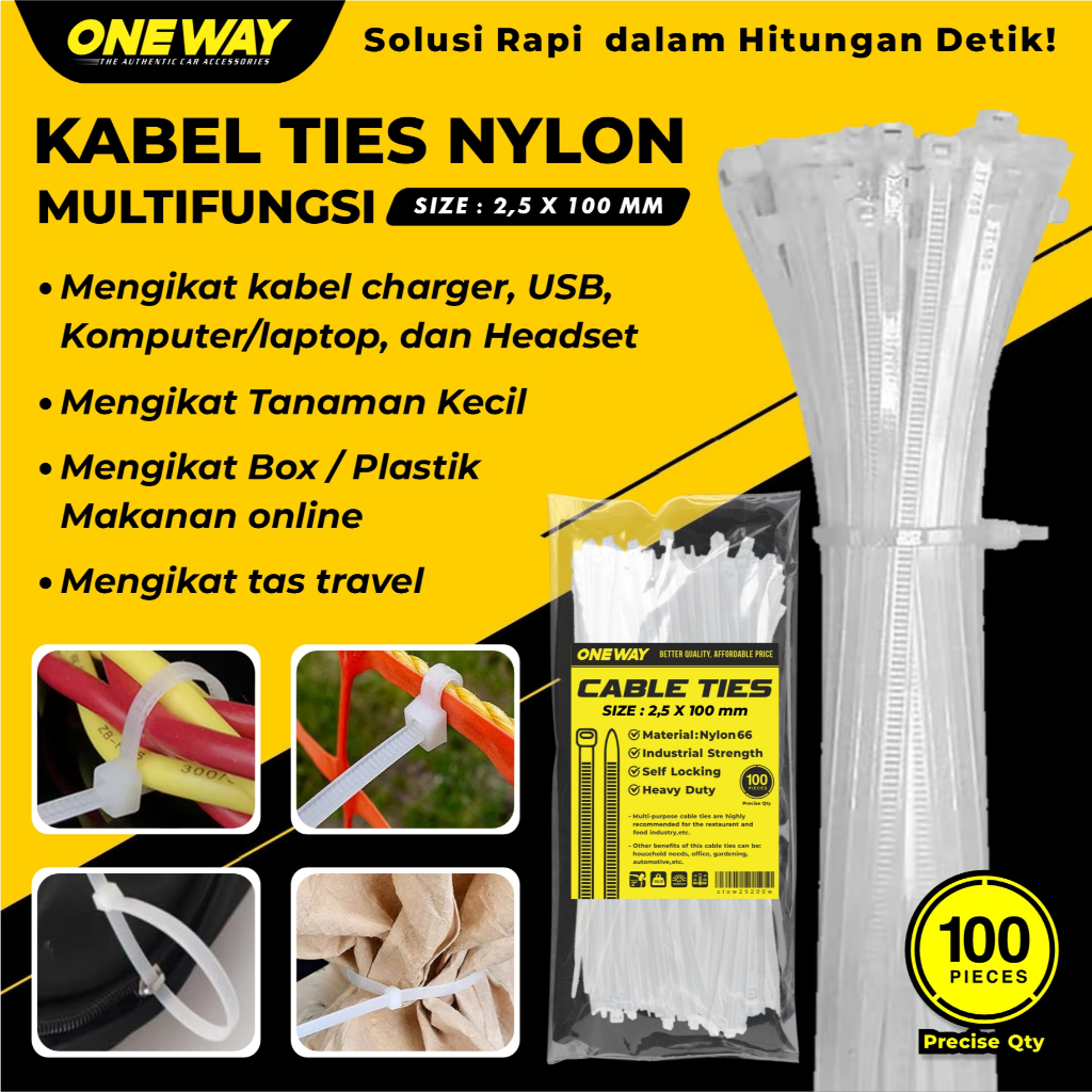 Jual Kabel Ties / Kabel Tis / Cable Ties Nylon Ukuran 2,5 x 100 mm High Quality Warna Putih ...