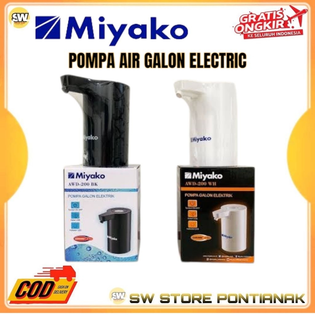 Jual POMPA GALON ELEKTRIK MIYAKO AWD 200 / POMPA DISPENSER HITAM ...