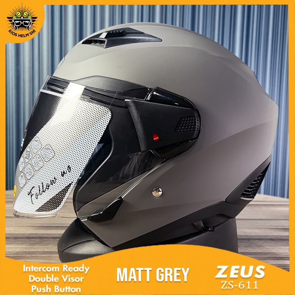 Jual Helm Zeus ZS 611 Double Visor matt grey | Shopee Indonesia