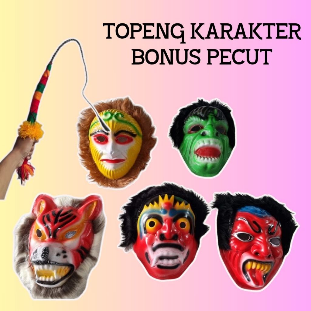 Jual Topeng Spon Karakter Bonus Pecut Pentol - Topeng Anak TK dan SD ...