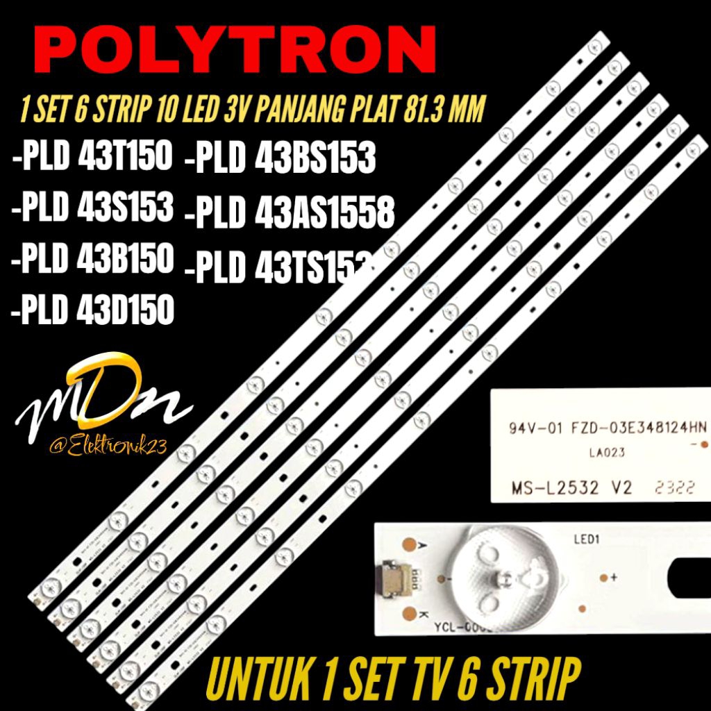 Jual BACKLIGHT TV LED POLYTRON 43 INCH PLD-43T150- PLD-43B150- PLD ...